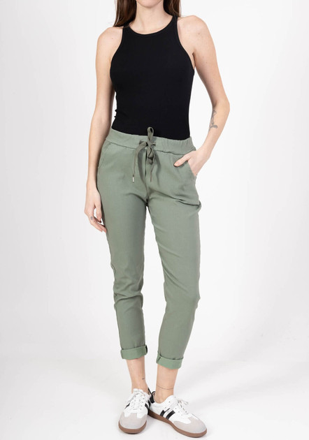 Joggerit khaki M/L – Pellavaputiikki