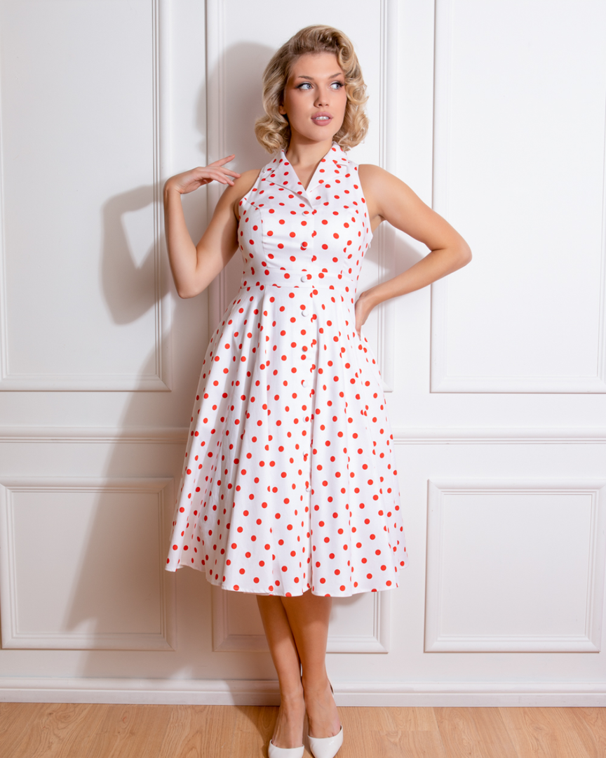 Geordia Polka Dot kellomekko | Kellomekot | Muotiputiikki Helmi ...