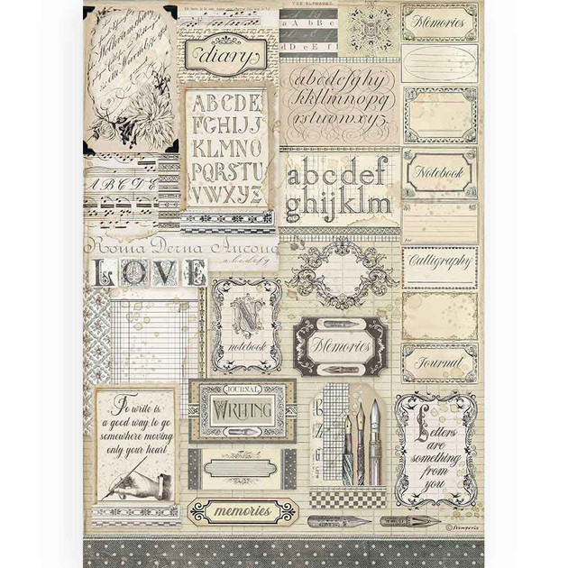 Decoupage-arkki - Stamperia - Calligraphy - Kalkkimaalikauppa.fi