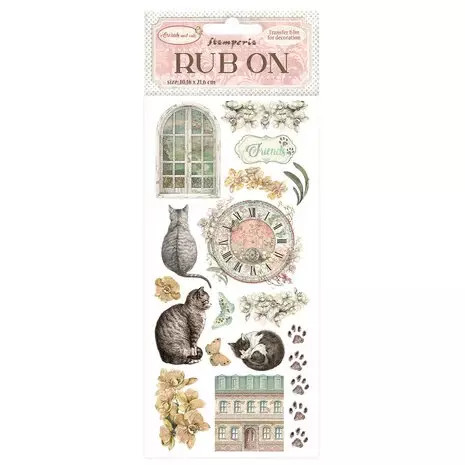 Siirtokuva, Stamperia Orchids and Cats Rub-On 4x8,5 Inch Cat ...