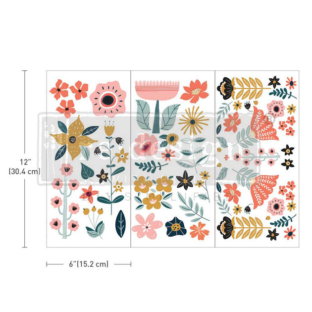 Redesign With Prima Small Decor Transfers Doodle Flowers, siirtokuva ...