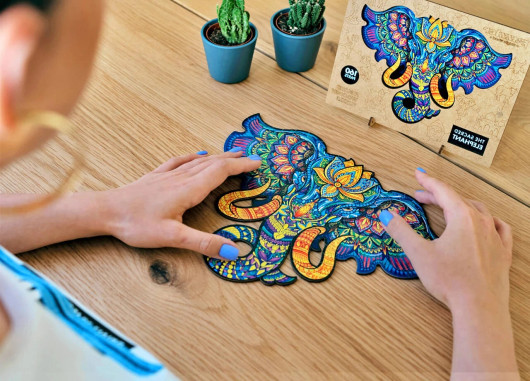 Sacred Elephant -Magic Animals, puinen palapeli. 160 palaa. Woodlika ...