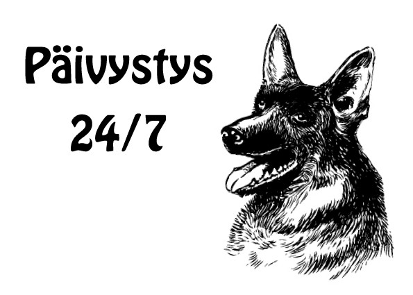 Päivystys 24/7 kyltti. – Tarramaa