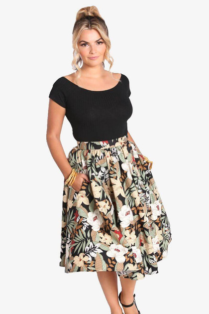 50253 Hell Bunny Adelaida, 50 -luvun tyylin taskullinen puuvillahame ...