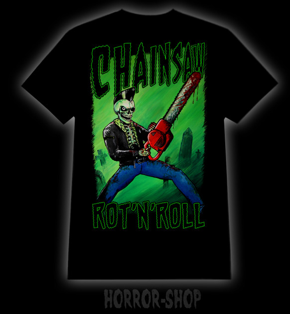 Chainsaw rot'n'roll psychobilly t-paita – Horror-Shop verkkokauppa
