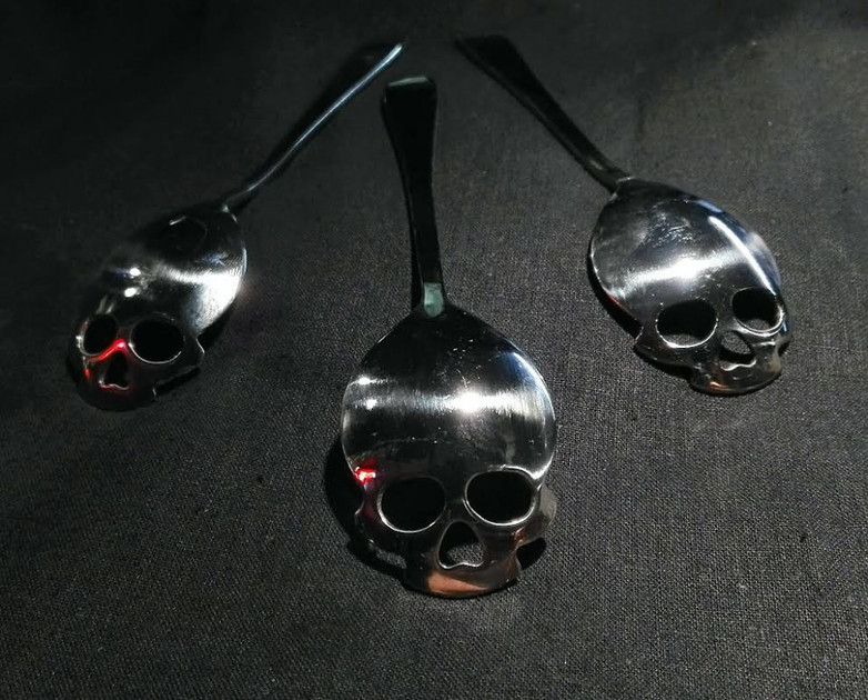 Skull spoon, stainless steel – Horror-Shop verkkokauppa