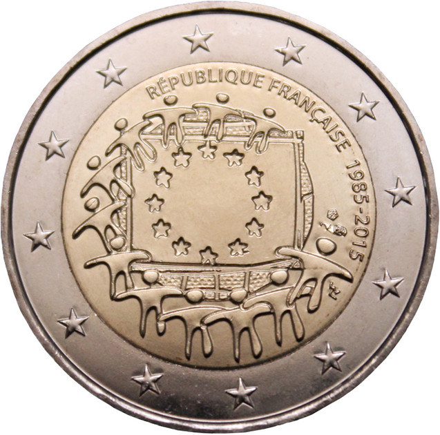 Ranska 2 € 2015 EU:n lippu 30 vuotta - Eurospecial.fi