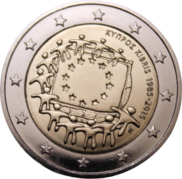 Kypros 2 € 2015 EU:n lippu 30 vuotta - Eurospecial.fi