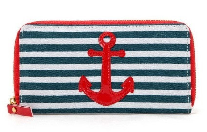 merihenkinen meriteema rahapussi lompakko sinivalkoraidallinen ankkuri ...