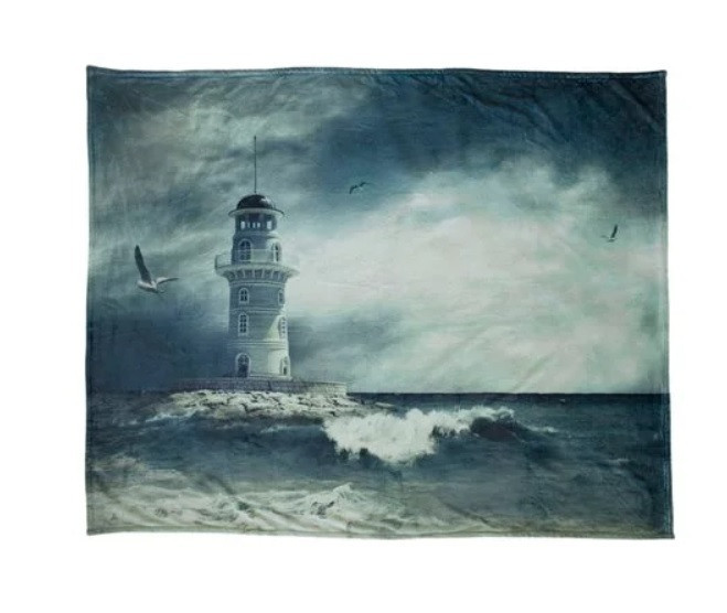 merihenkinen meriteema fleece huopa peite torkkupeitto purjevene meri ...