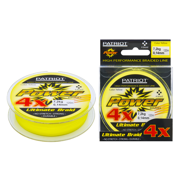 Patriot Power Braid 4X Keltainen 120m - Jigiparatiisi
