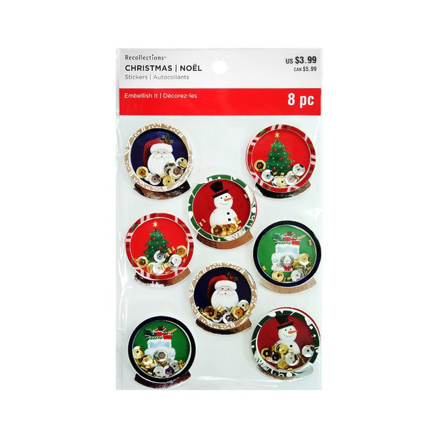 Recollections Christmas 3D Stickers: Whistle Snowglobe Shakers ...