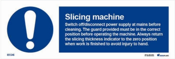Slicing machine safety instructions - Mandatory signs - Imo signs ...
