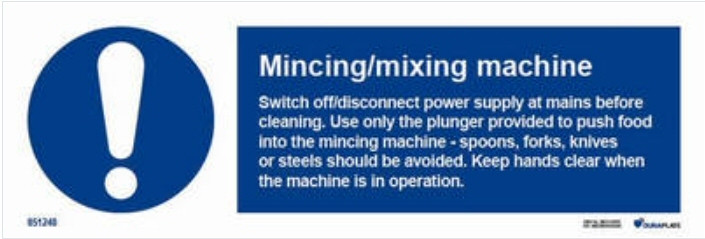 Mincing/mixing machine safety instructions - Mandatory signs - Imo ...