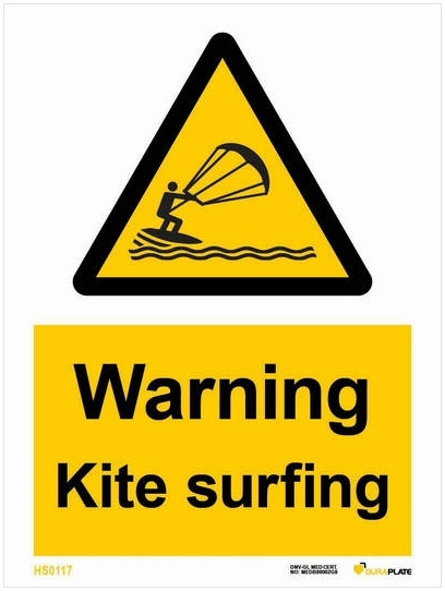 Warning kite surfing - Hazard signs - Imo signs - Imomerkit.fi - IMOMERKIT
