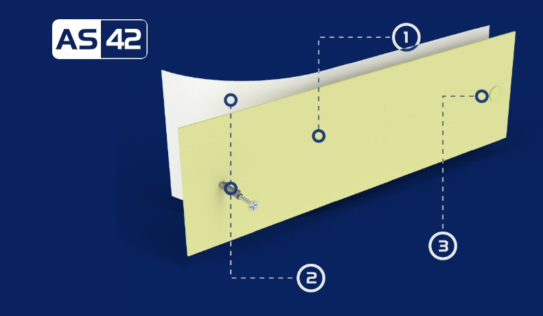 Jälkivalaiseva PVC levy, AS-42 - IMOMERKIT