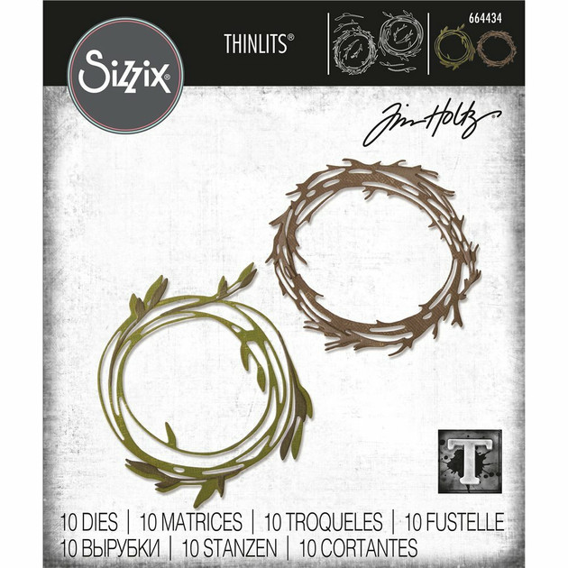 Sizzix Tim Holtz Thinlits stanssisetti Funky Wreaths - Käsitellen
