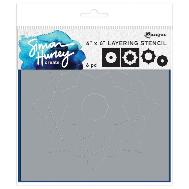 Simon Hurley Create sapluuna Flowering Mandala, 6" x 6" - Käsitellen