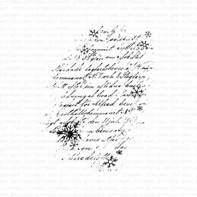 Gummiapan leimasin Worn-out Text with Snowflakes - Käsitellen