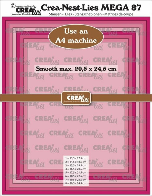 Crealies XXL stanssisetti 87 Mega, Rectangles Smooth - Käsitellen