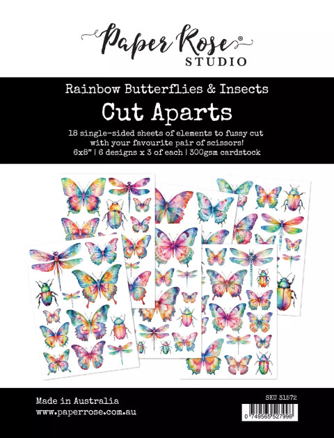 Paper Rose Studio Rainbow Garden Butterflies & Insects Cut Aparts ...