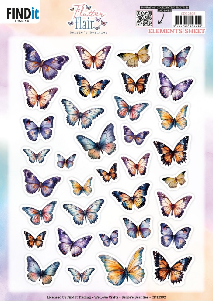 Berrie's Beauties Flutter Fair 3D-kuvat Small Elements, leikattava - Käsitellen