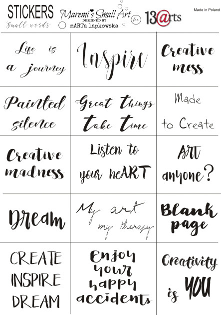 Maremi's Small Art tarra-arkki Small Words - Käsitellen