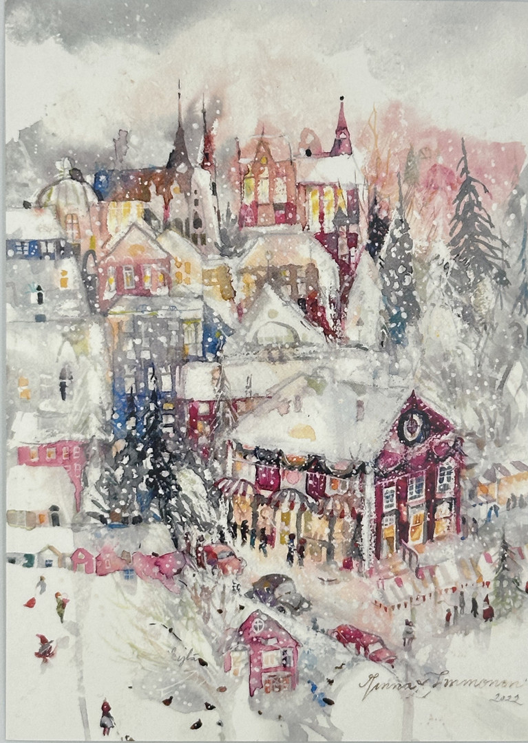 Joulukylä Minna Immosen joulukortti - Reetan Ruutu