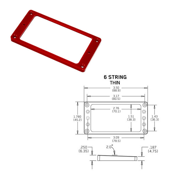 EMG Tapered 6 Thin Red Pickup Ring - Guitar Store